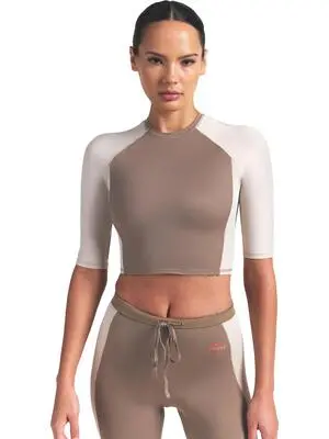 SKIMS Shine Padded Half Sleeve Crop Top - Truffle And Stone