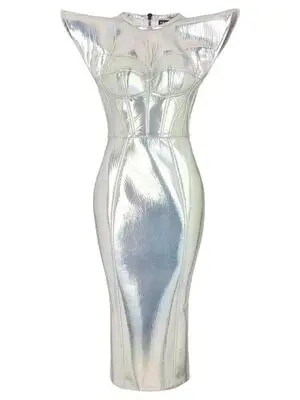 Dolce & Gabbana Metallic-effect Bustier Midi Dress - Silver