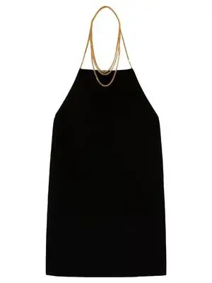 Palm Angels Chain-embellished Velvet Halterneck Dress - Black