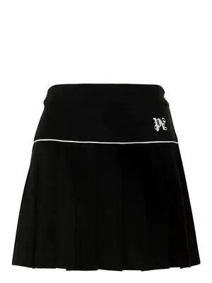 Palm Angels Monogram Pleated Mini Skirt - Black