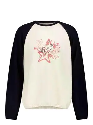We11Done Two-tone Graphic Print Sweater - Neutrals