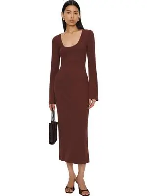 REFORMATION Rosalyn Knit Midi Dress Mahogany