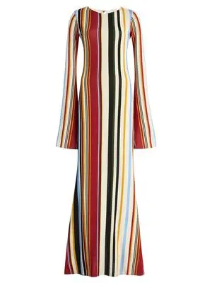 CALA DE LA CRUZ Amay Striped Jersey Maxi Dress