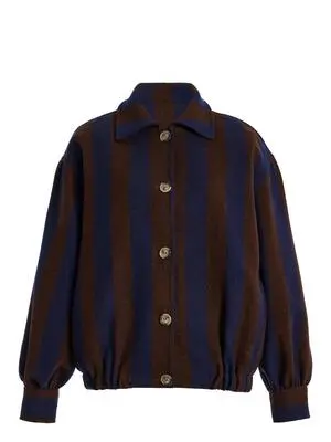 La Veste Striped Wool Bomber Jacket - Purple