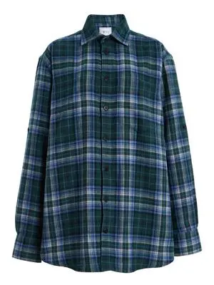 WITH NOTHING UNDERNEATH Oversized Checked Cotton Shirt Multi