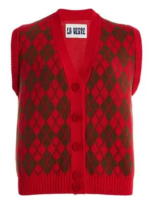 La Veste Arlequín Knit Wool Vest - Red