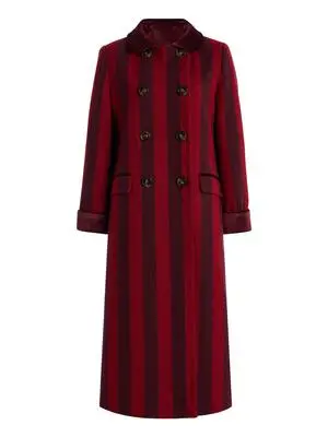 La Veste Miranda Striped Wool Coat - Red