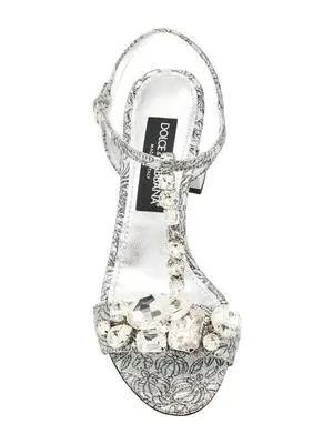 Dolce & Gabbana 60mm Crystal Brocade Block-heel Sandals - Silver/cry