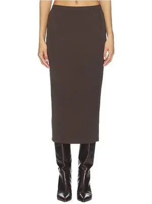 Good American Matte Jersey Midi Pencil Skirt - Brown