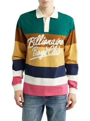 BILLIONAIRE BOYS CLUB Bb Rugby Stripe Jersey Polo - Rain Forest