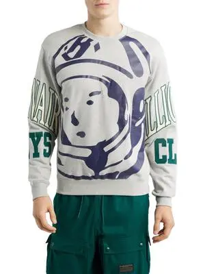 BILLIONAIRE BOYS CLUB Big Face Helmet Head Cotton Sweatshirt - Heather Grey