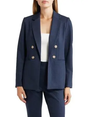 Anne Klein Double-breasted Jacket - Mid Blue