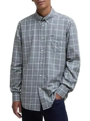 Barbour Bramham Tailored Fit Plaid Cotton Button-down Shirt - Grey Marl