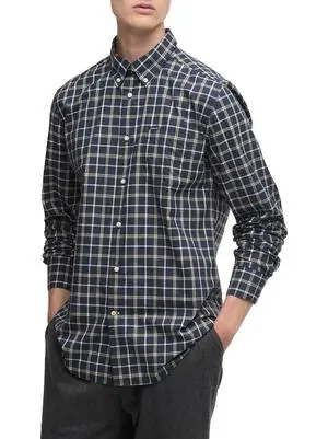 Barbour Bramham Tailored Fit Plaid Cotton Button-down Shirt - Navy