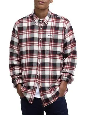 Barbour Fallbay Tailored Fit Check Button-down Cotton Shirt - Fired Brick