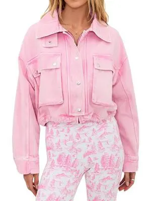 Beach Riot Isola Crop Denim Jacket - Pink Sands