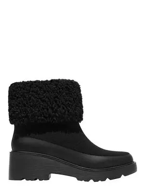 Vivaia Faux Fur Platform Wedge Boots - Black