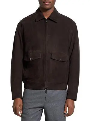 Theory Reece Leather Aviator Jacket - Brownwood