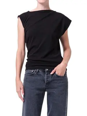 AGOLDE Beth Asymmetric Top - Black