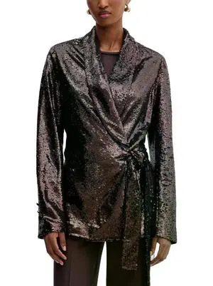 SILVIAN HEACH Sequin Tie Blazer - Brown
