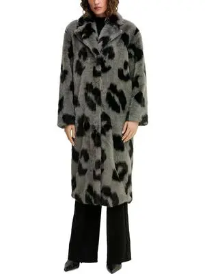 SILVIAN HEACH Leopard-print Collared Coat - Grey