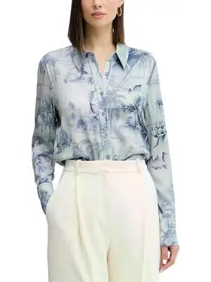 Guess Printed Button-up Shirt - Blue