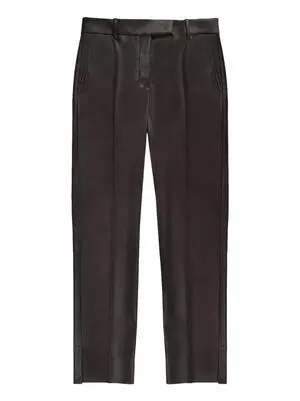SLOWEAR Incotex Faux Leather Straight Trousers - Brown