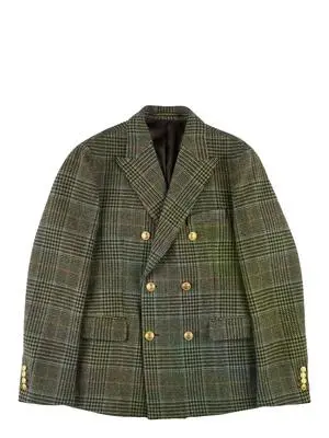 SLOWEAR X Incotex Double-breasted Prince Wales Blazer - Green