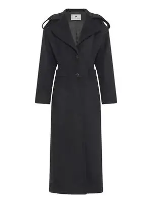MARINE SERRE Wool Single-breasted Coat - Black