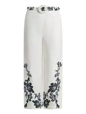 Hemant & Nandita Ahi Floral-embroidered Trousers - White