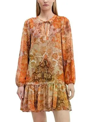 Desigual Tie-neck Dress - Orange