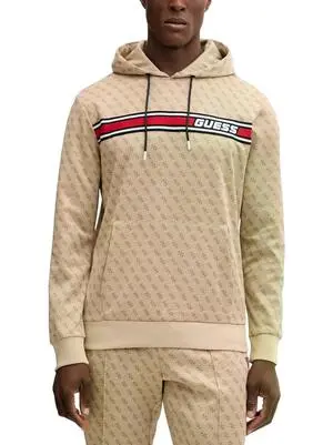 Guess Monogram-pattern Drawstring Hoodie - Neutrals