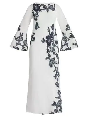 Hemant & Nandita Aahi Bell-sleeve Floral Maxi Dress - White