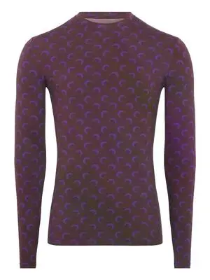 MARINE SERRE Moon-print Jersey Long-sleeved T-shirt - Purple