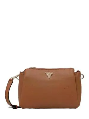 Guess Triangle Logo Crossbody Bag - Brown