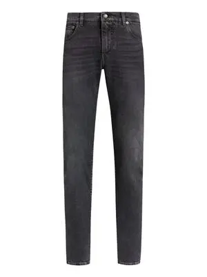 Dolce & Gabbana Logo Appliqué Straight Jeans - Grey