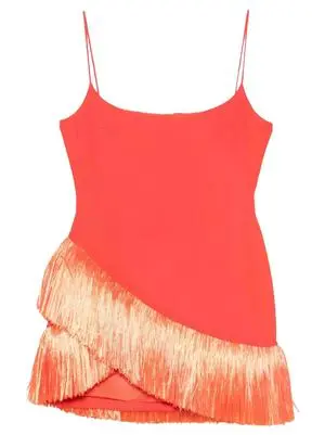 David Koma Fringed-detail Mini Dress - Orange