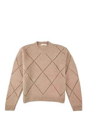 SLOWEAR Diamond Pattern Wool Jumper - Neutrals