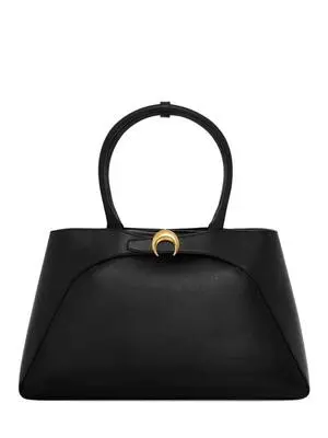 MARINE SERRE Large Aurora Smooth-leather Tote - Black