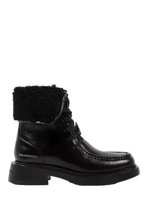 Karl Lagerfeld Macie Faux-shearling Logo Boots - Black