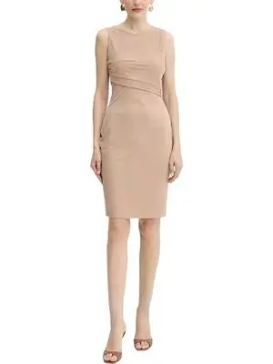 Guess Draped Embellished Midi Dress - Neutrals