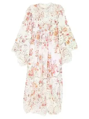 Zimmermann Awaken Embroidered Yoke Midi Dress - Neutrals