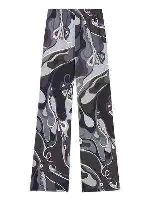 Emilio Pucci Orchidee Print Straight Trousers - Grey