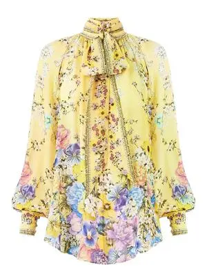 Camilla Darling Buds Pussy-bow Blouse - Yellow