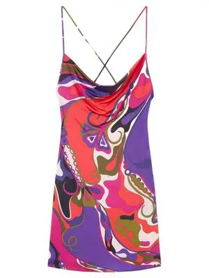 Emilio Pucci Orchidee Print Jersey Mini Dress - Purple