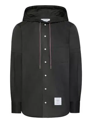 Thom Browne Hooded Armband-detail Shirt - Black