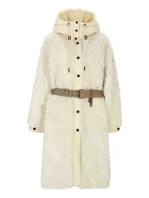 Moncler Belted Hooded Coat - Neutrals