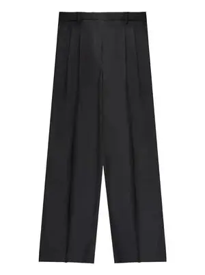 SLOWEAR Pleated Front Wool Straight Trousers - Black