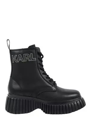Karl Lagerfeld Logo Embellished Combat Boots - Black