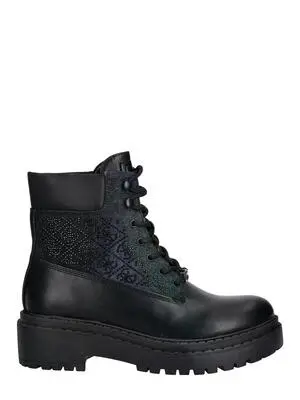 Guess Embellished Lace-up Boots - Black